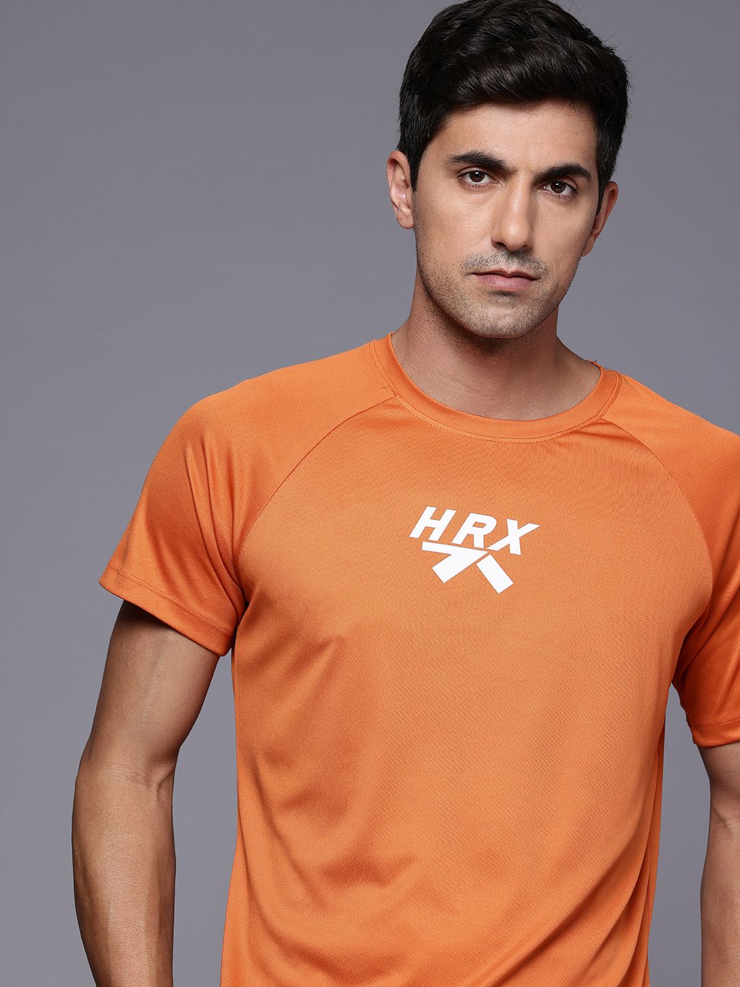 HRX by Hrithik Roshan Brand Logo Printed Raglan Sleeves Rapid-Dry Trai ...