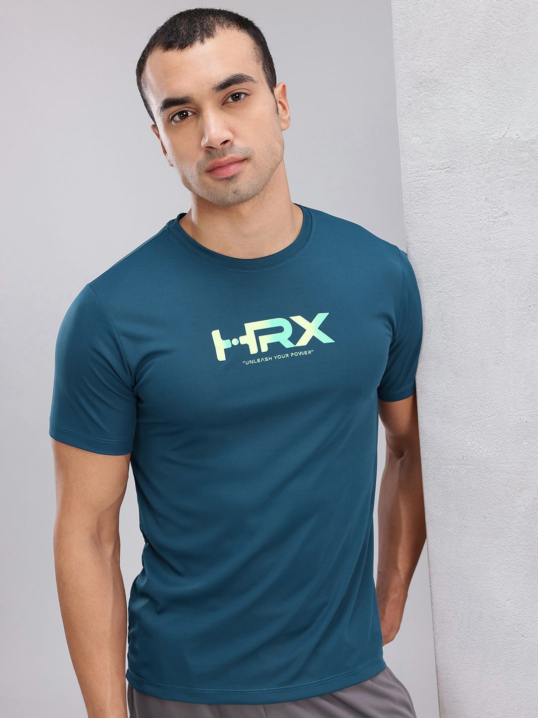 HRX by Hrithik Roshan Brand Logo Print Rapid-Dry Training T-shirt ...