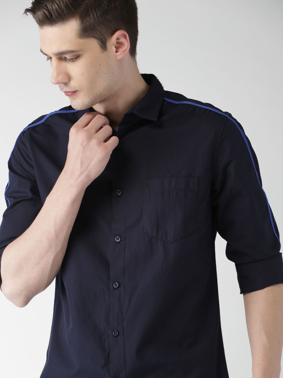 HIGHLANDER Men Navy Blue Slim Fit Solid Casual Shirt – Myntra International