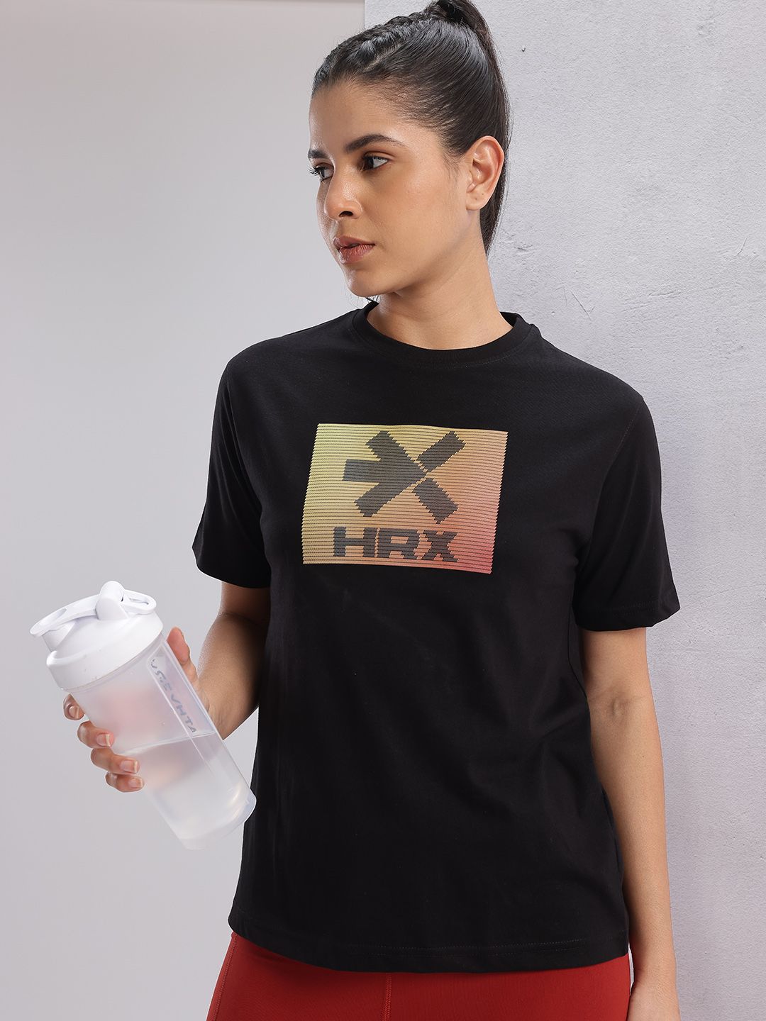 HRX by Hrithik Roshan Women Twin Collection Brand Logo Printed T-shirt ...