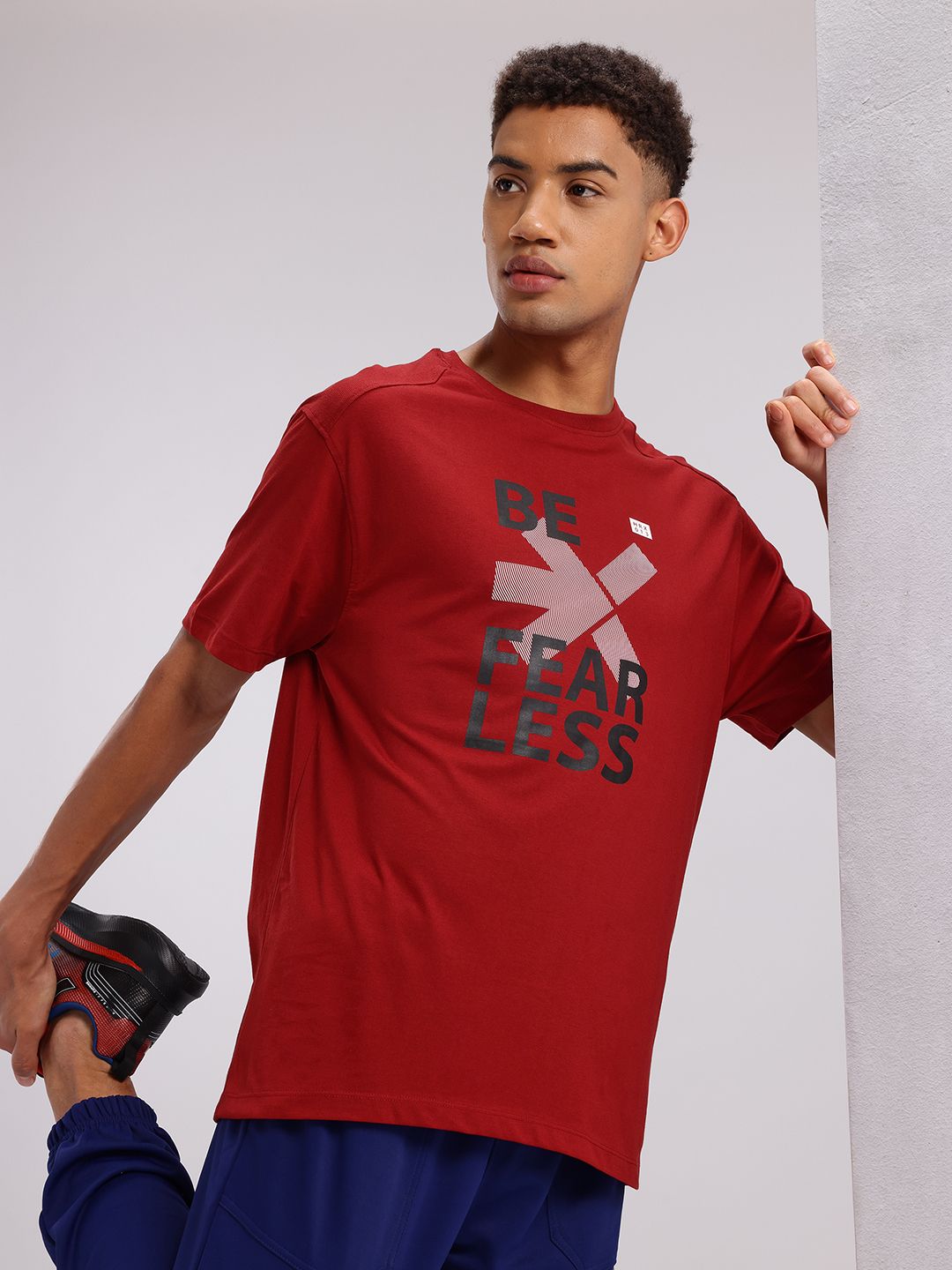 HRX by Hrithik Roshan Brand Logo Print Drop-Shoulder Sleeves Training ...