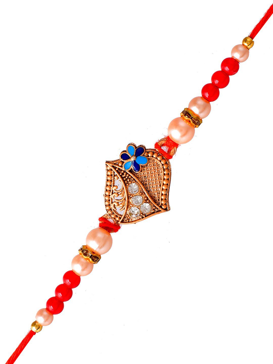 Aapno Rajasthan Jaali Cutwork & Stone Embellished Scarlet Rakhi ...