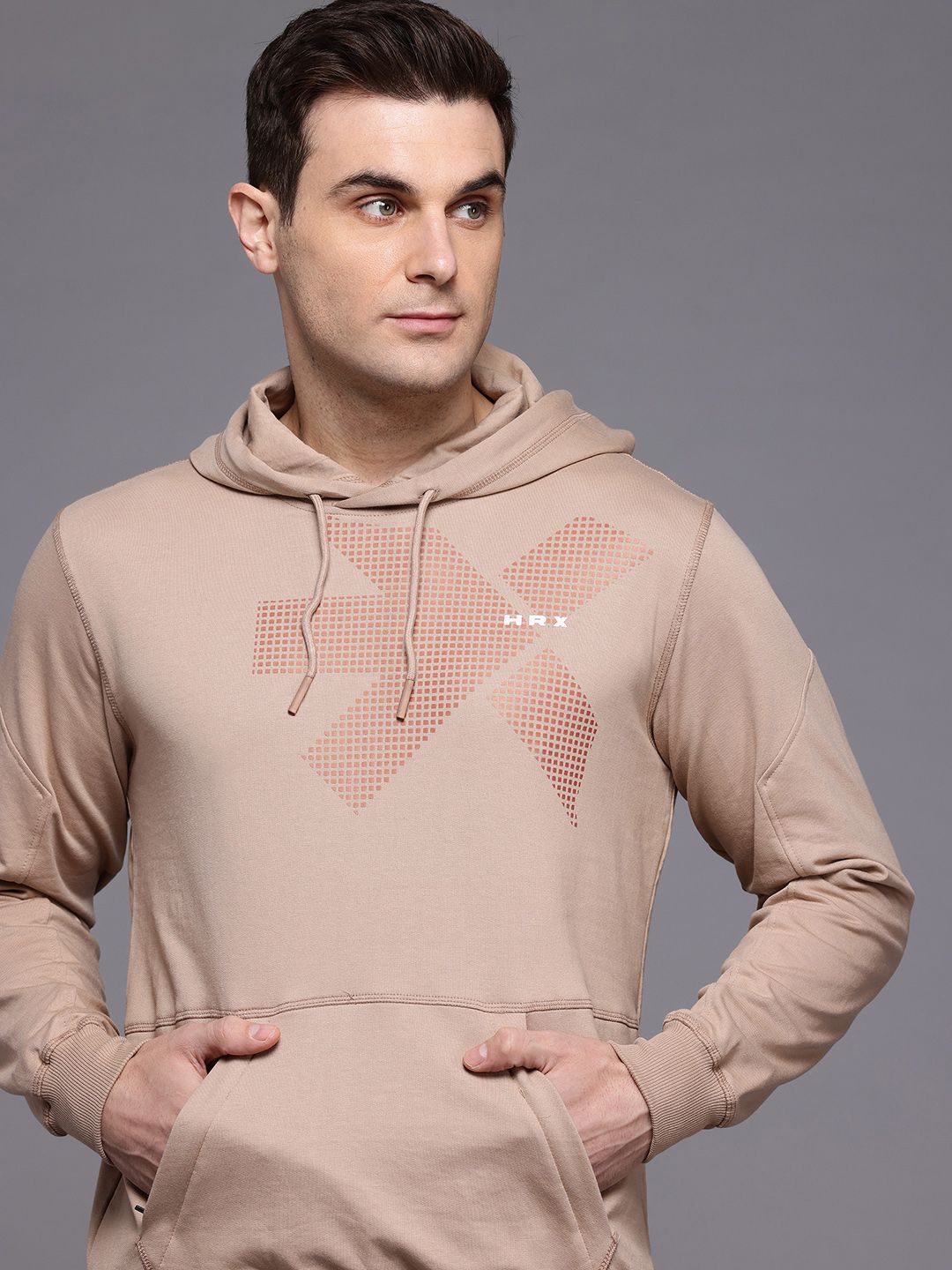 HRX by Hrithik Roshan Brand Logo Printed Hooded Training Sweatshirt ...