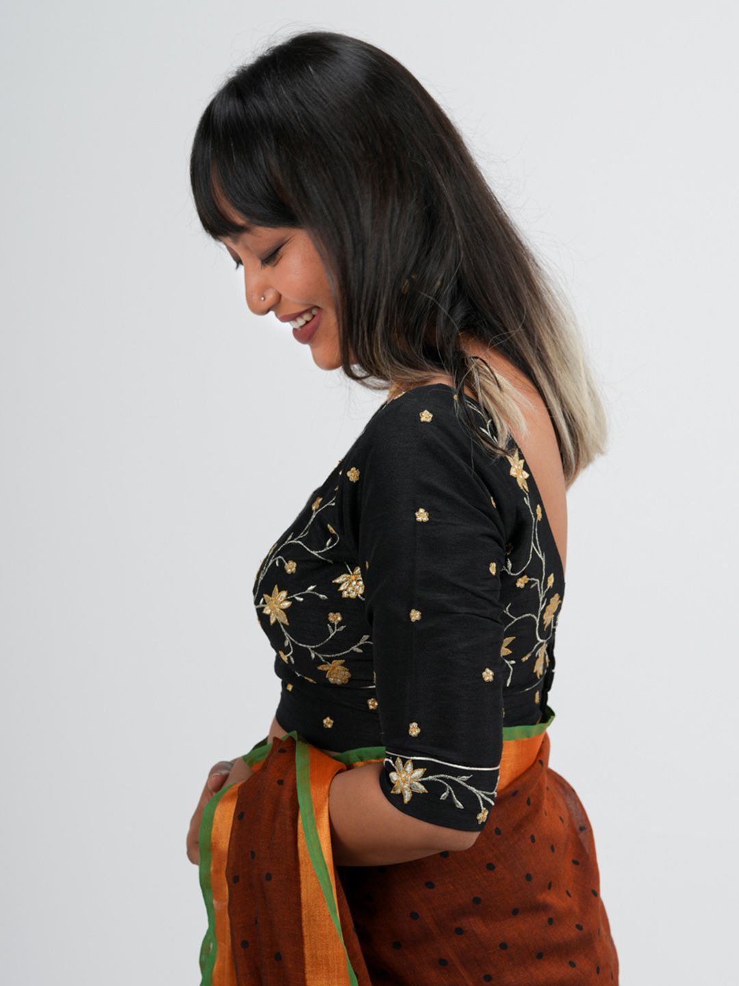 Suta Floral Embroidered Saree Blouse – Myntra International