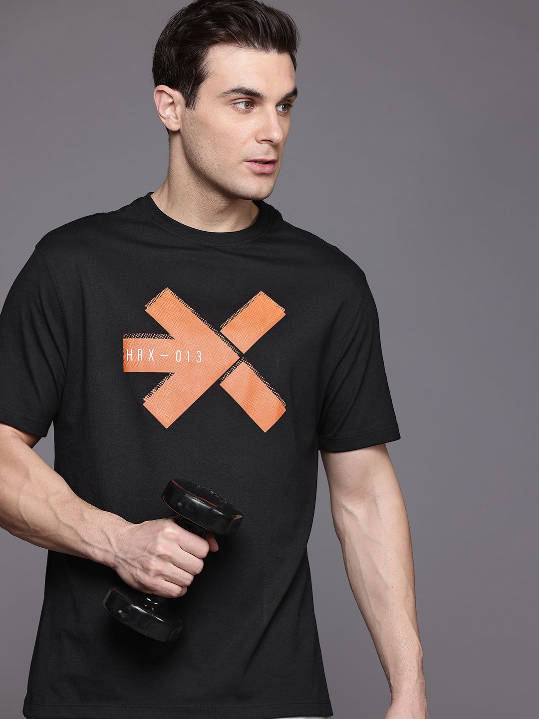 HRX by Hrithik Roshan Couple Collection Brand Logo Print Training T-sh ...